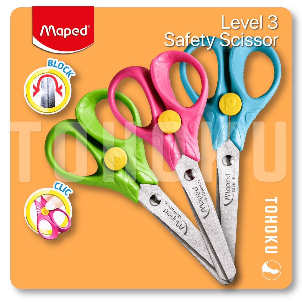 Jual Gunting Anak Level 3 Maped Security Scissors - Grip and Lock 13cm ...