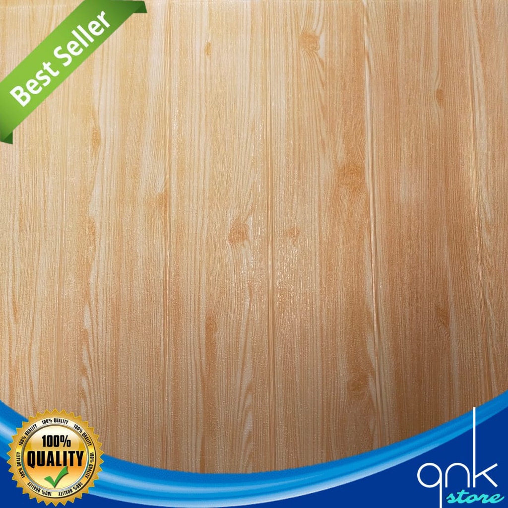 Jual Wallpaper Dinding 3D Foam Timbul Motif Kayu 70cm x 77cm Jati Muda ...