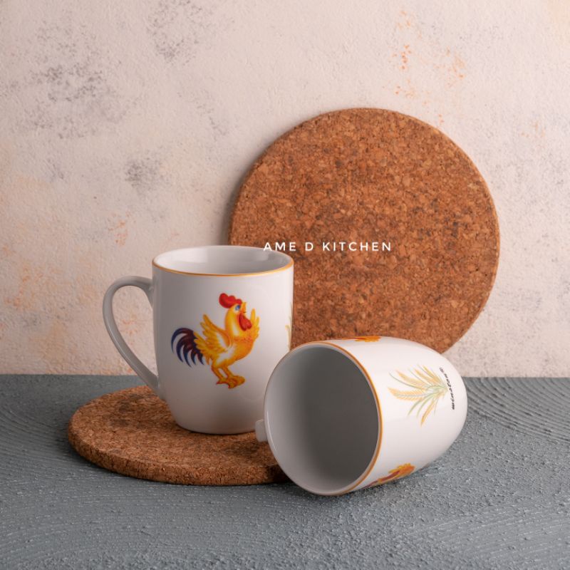 Jual Mug bijian keramik putih motif ayam padi winston | Shopee Indonesia