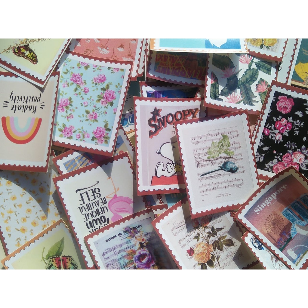 Jual Stiker Perangko/Stamp Stiker Aestetik For Journing Cute/Deco ...