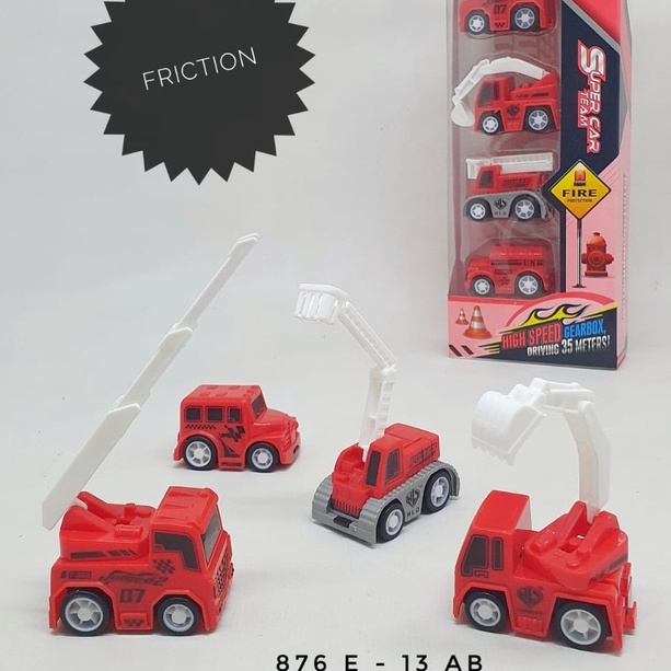 Jual Mainan Mobil Mobilan Mini Pemadam Kebakaran Frictrion Isi 4 Pcs ...