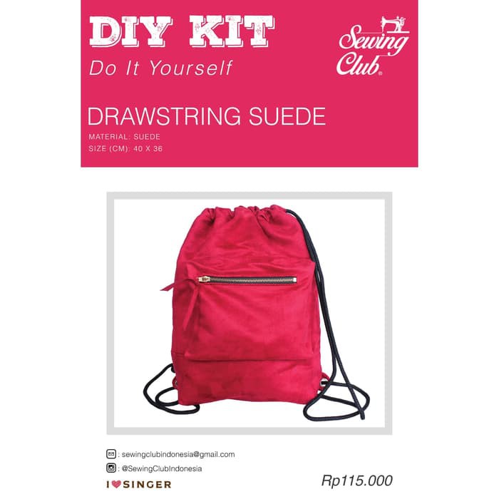 Jual DIY KIT - Drawstring Bag Suede Red By SINGER Sewing Club | Shopee Indonesia