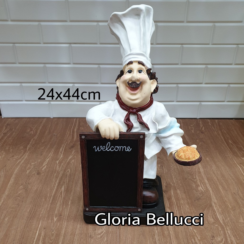 Jual patung pajangan koki papan menu welcome jumbo chef cafe restoran ...