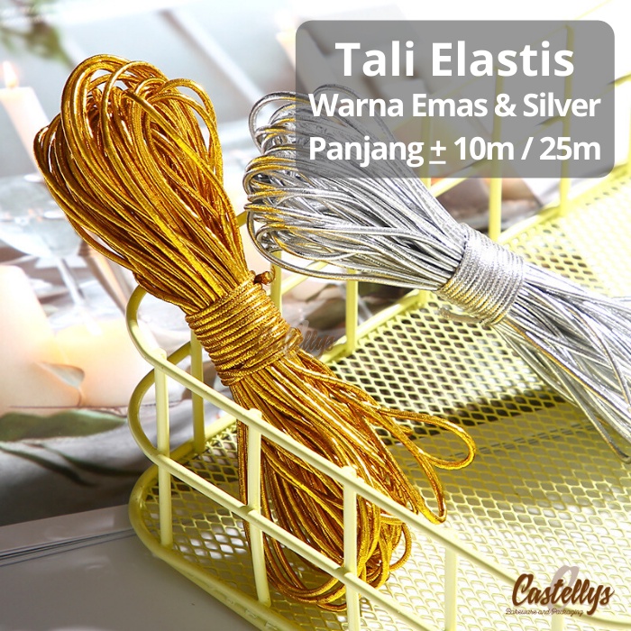 Jual Tali Elastis Karet Emas & Silver Hangtag Hiasan Kotak Kue Hampers ...