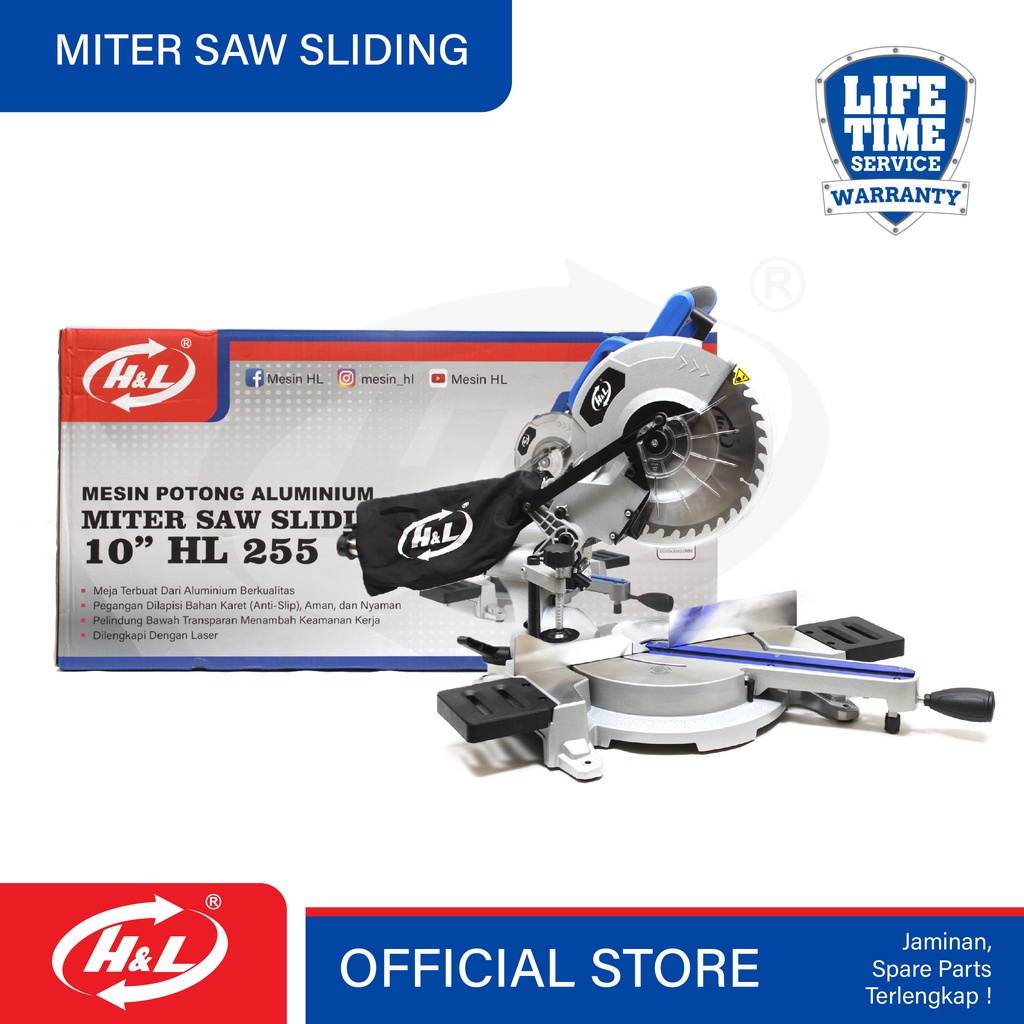 Jual HL Mesin Potong Aluminium / Miter Saw Sliding 10" HL 255 | Shopee Indonesia