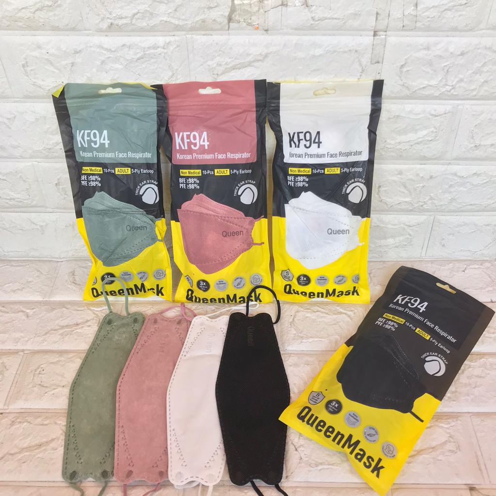 Jual MASKER KF94 QUEEN MASK HITAM PUTIH MATCHA VELVET 1PACK ISI 10PCS ...