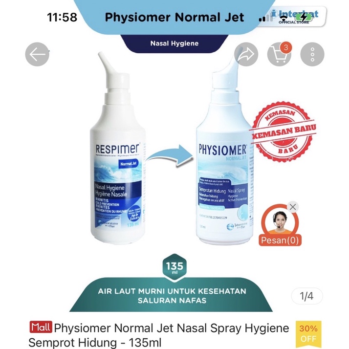 Jual PHYSIOMER NORMAL JET NASSAL SPRAY HYGIENE SEMPROT HIDUNG | Shopee ...