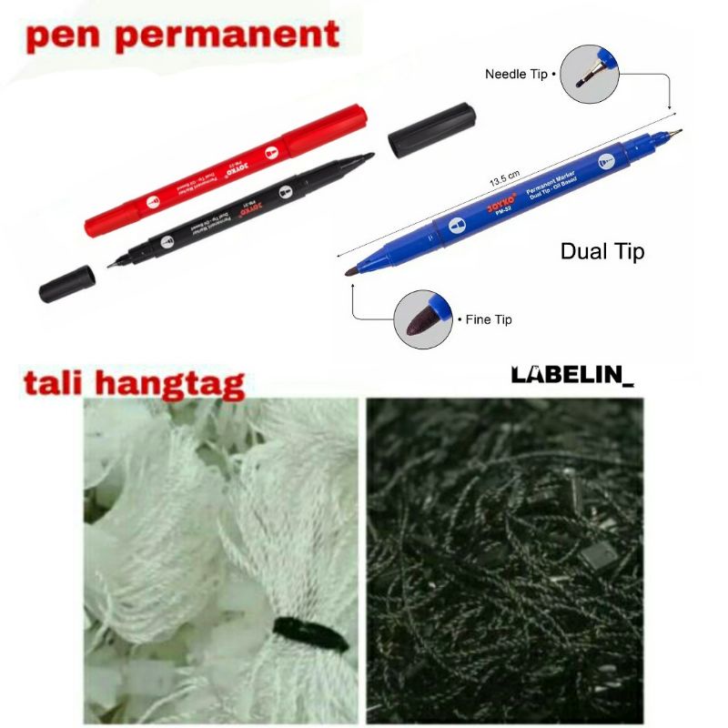 Jual TALI HANGTAG nilon / PEN joyko permanent / spidol permanent hitam ...
