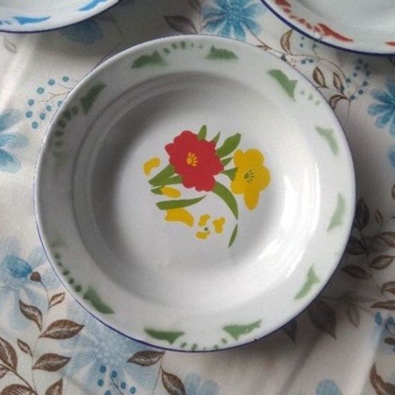 Jual Piring enamel | piring seng Motif Bunga ukuran (20,22) cm Lusinan ...