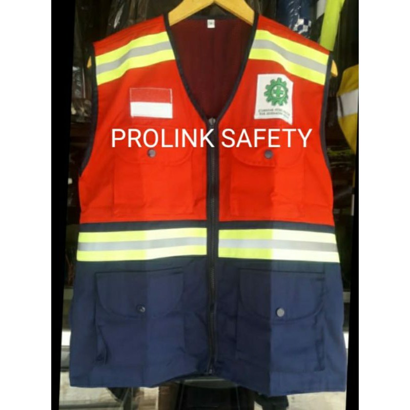 Jual ROMPI SAFETY MERAH HSE BAHAN DRILL RESLETING FREE LOGO K3 BENDERA ...