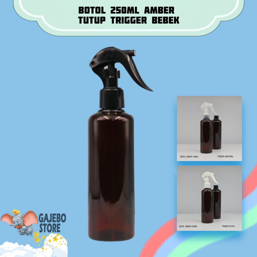 Jual BOTOL 250ML AMBER TUTUP TRIGGER BEBEK SPRAY NECK 24 / BOTOL ISI ULANG BAHAN KERAS DAN TEBAL ...