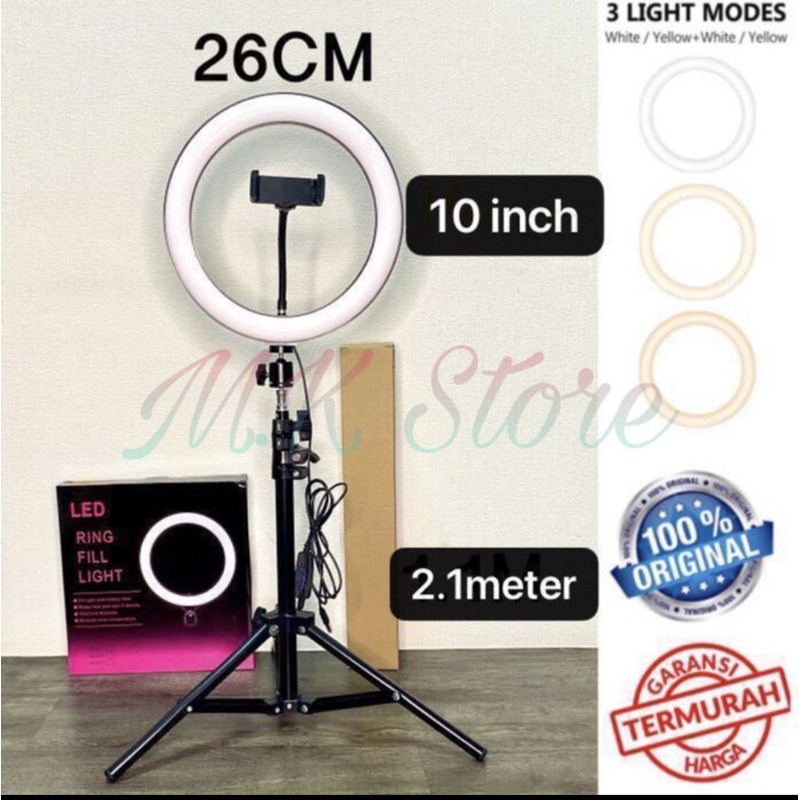 Jual Ring Light 26cm + Light Stand Tripod 2.1M Youtuber Livestreamer ...