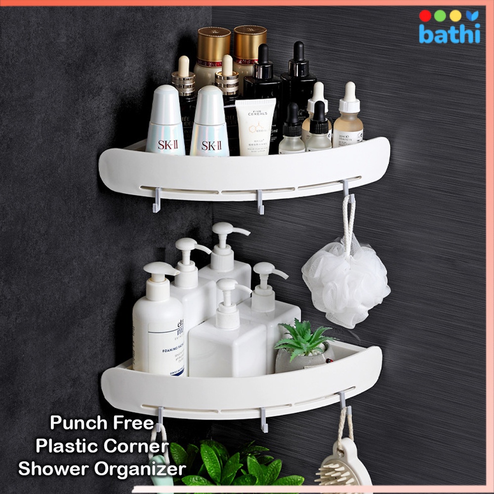 Jual Rak Gantung Sudut Kamar Mandi Punch Free Plastic Corner Shower ...