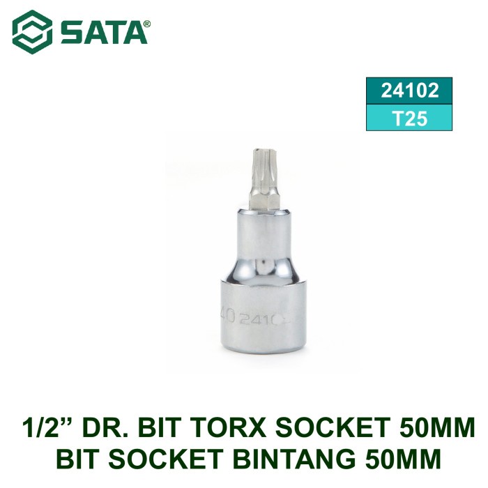 Jual SATA 24102 Mata Kunci Sok Socket Bintang T25 Drive 1/2" Inch Bit Torx | Shopee Indonesia
