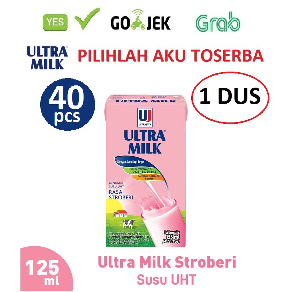 Jual Susu Ultra Stroberi (Strawberry) 125 ml - (1 DUS ISI 40 pcs ...