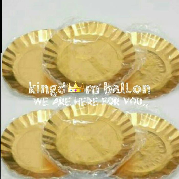 Jual piring kue warna gold / piring kue kertas / paper plate gold ...