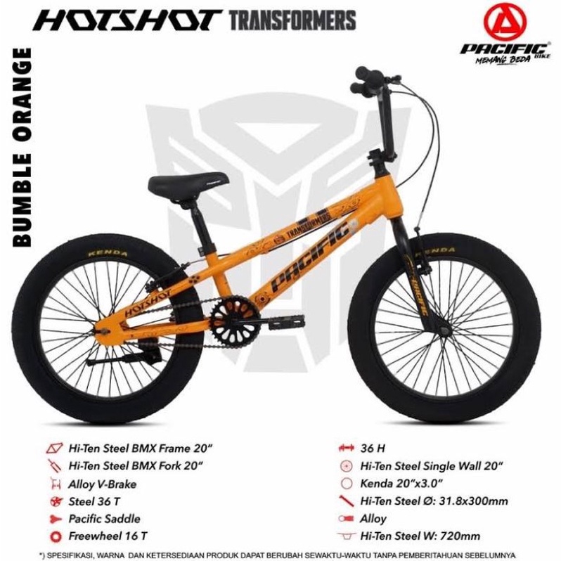 Jual SEPEDA BMX PACIFIC HOTSHOT TRANSFORMER 20 INCH BUMBLEEBEE ORANGE | Shopee Indonesia
