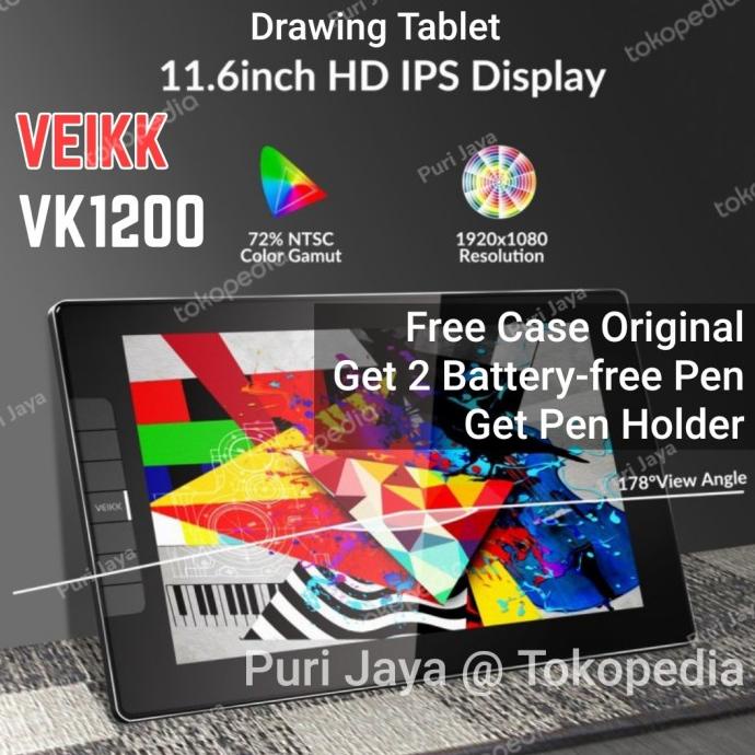Jual Veikk Vk1200 Drawing Tablet Graphic Monitor Passive Pen | Shopee ...