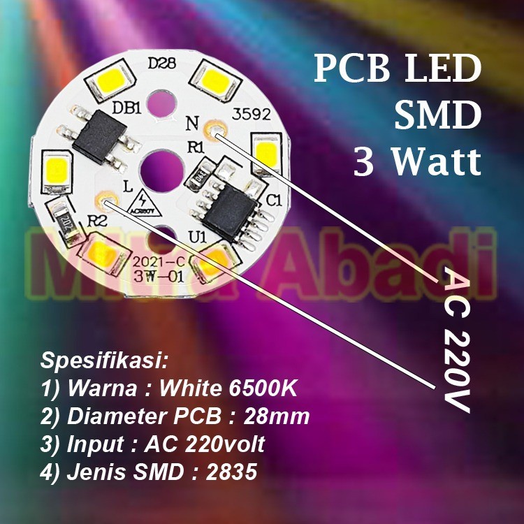Jual PCB LED SMD 2835 3W Putih 6500K AC 220V | Shopee Indonesia