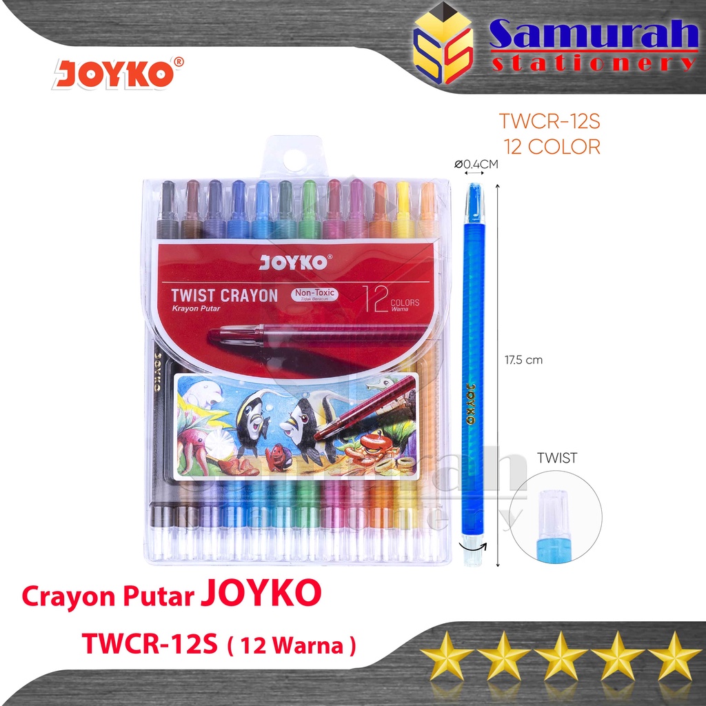 Jual Crayon Joyko TWCR-12s ( 12 Colours ) / Krayon Putar Mewarnai isi ...