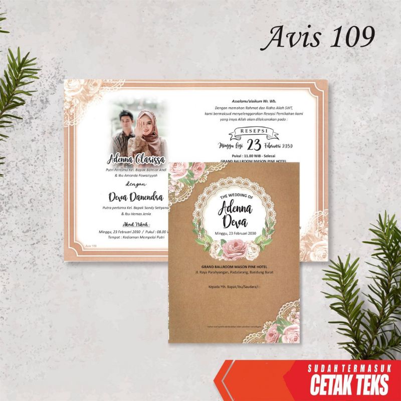 Jual CETAK UNDANGAN PERNIKAHAN AVIS MURAH | Shopee Indonesia