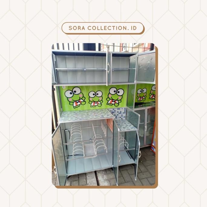 Jual *#*#*#] Rak Piring Aluminium Kaca Keramik 3 Pintu / Lemari Dapur ...