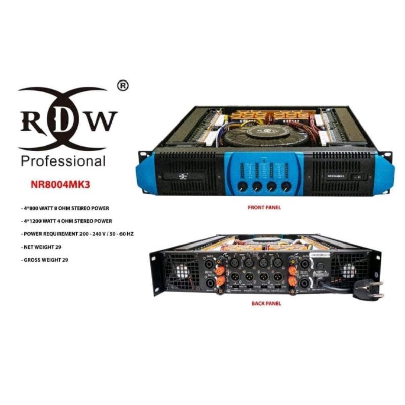 Jual POWER 4 CHANNEL RDW NR-8004mk3/NR-8004D ORIGINAL | Shopee Indonesia