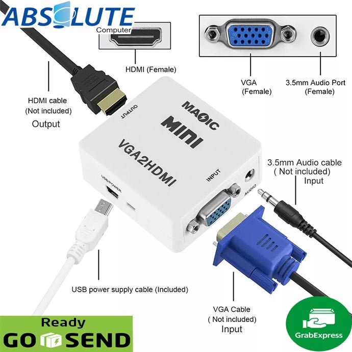 Jual VGA to HDMI Converter Display Active Power Murah aja Monitor LCD ...