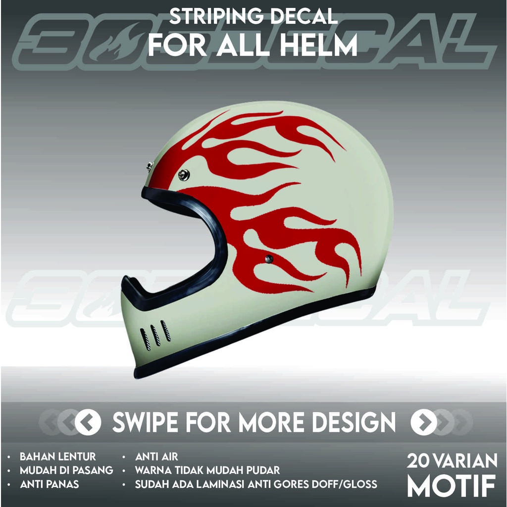 Jual Sticker Helm Universal Motif FLAME V1 Fullset | Shopee Indonesia