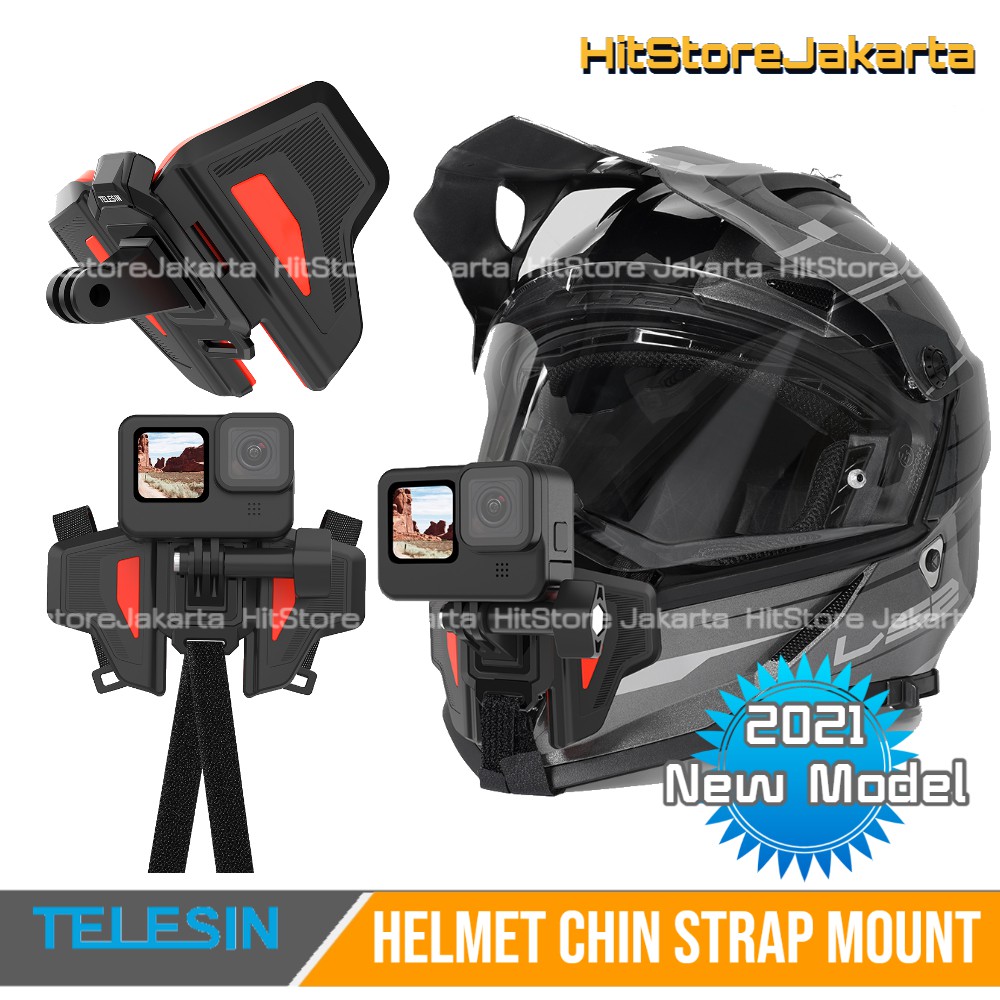 Jual TELESIN Helmet Chin Strap Mounting Helm Go Pro Yi BPro Osmo Action ...