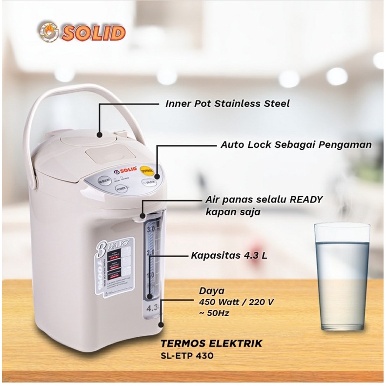 Jual SOLID TERMOS ELEKTRIK ETP430 4.3L / TERMOS AIR PANAS / TERMOS ...