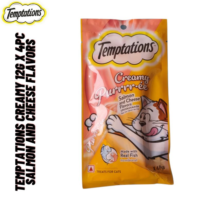 Jual Temptations Creamy Purrr-ee Treats 12gr x 4pc - Salmon & Cheese ...