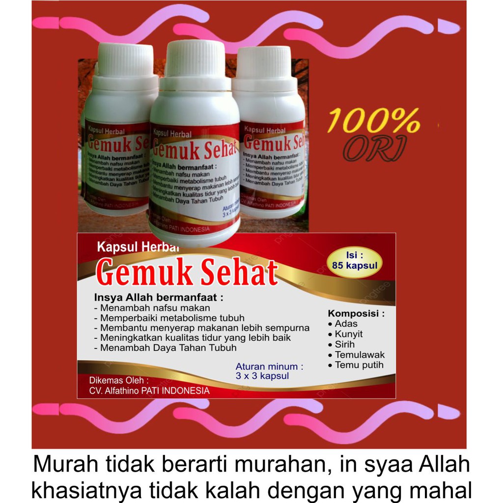 Jual Kapsul Herbal Gemuk Sehat I Kapsul Gemuk Badan isi 75 kapsul ...