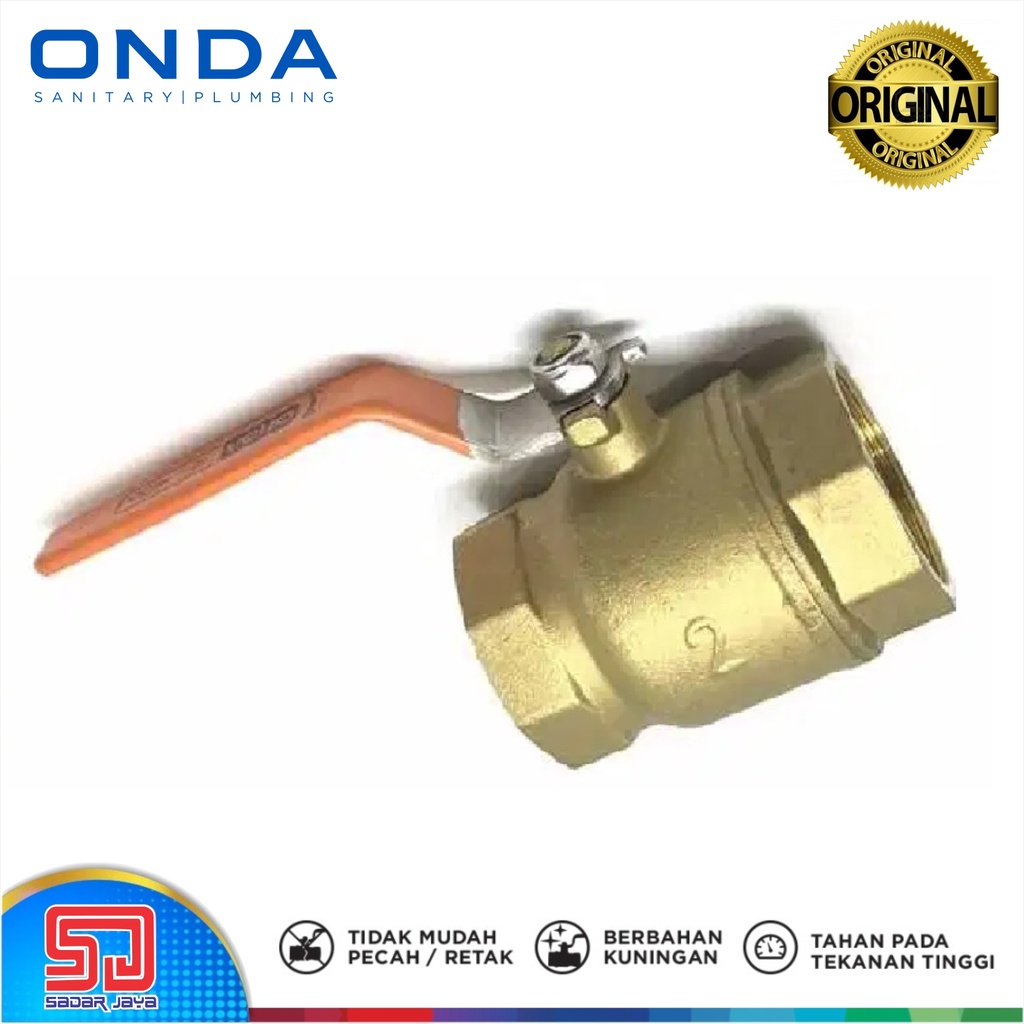 Jual ONDA Ball Valve 2" Katup Keran Stop Kran Kuningan Engkol Drat Dalam Metal Brass 2 inch ...