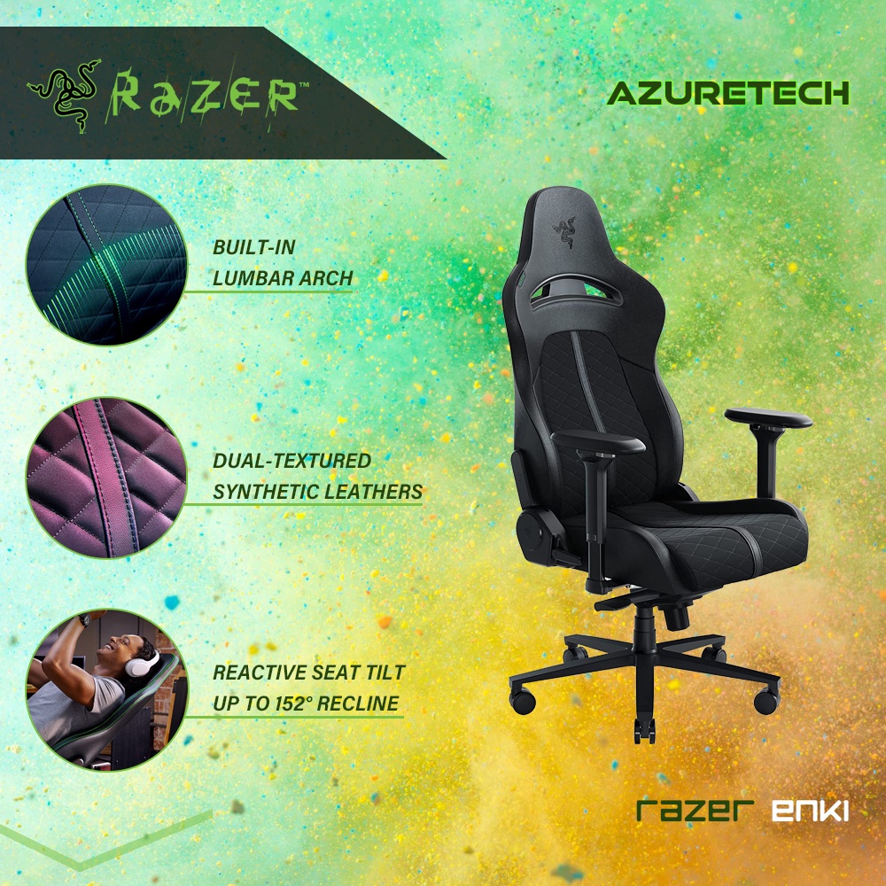 Jual Razer Enki BLACK Gaming Chair for All-Day Comfort KURSI | Shopee ...