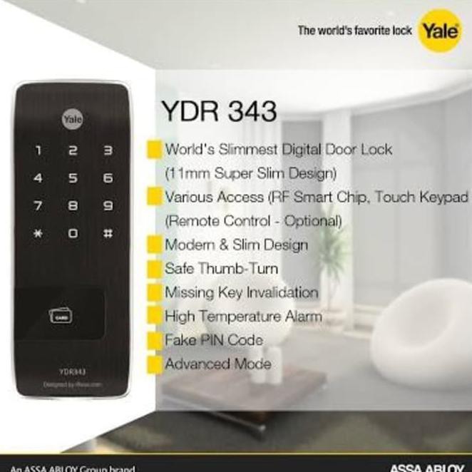 Jual Kunci Pintu Digital YALE YDR 343 | ORIGINAL | Shopee Indonesia
