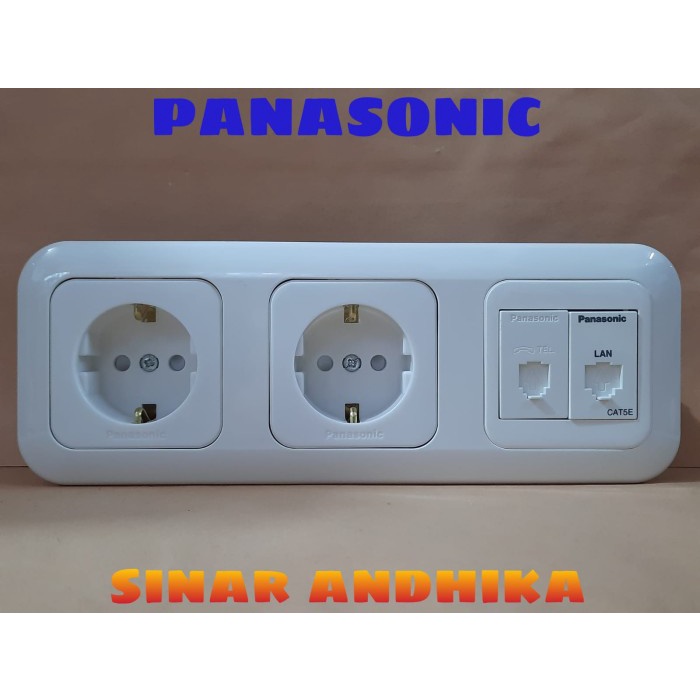 Jual STOP KONTAK DOUBLE (CP)+MODUL TELEPON+DATA CAT 5E PANASONIC WEJ ...