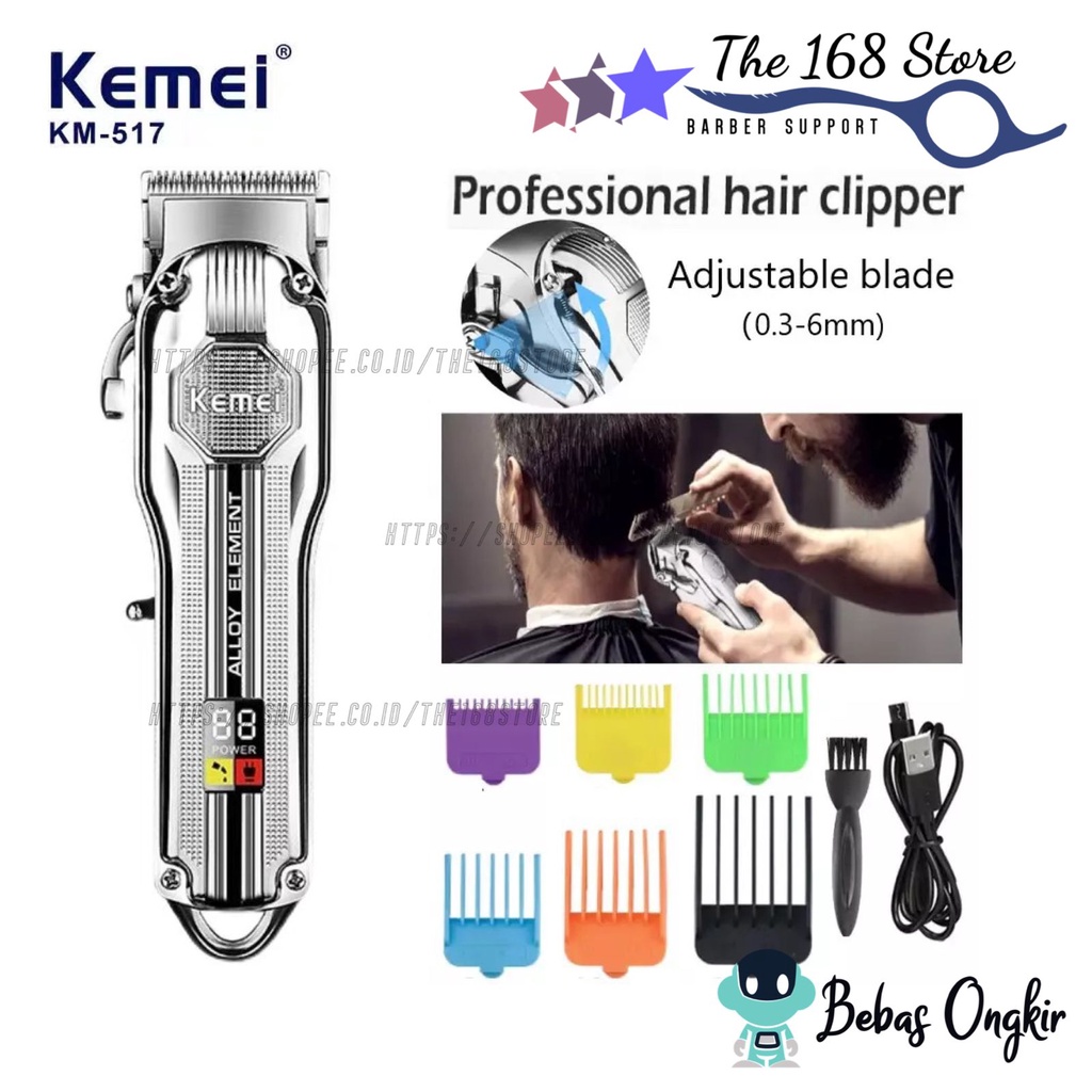 Jual Alat Cukur Rambut Kemei KM-517 Professional Hair Clipper Cordless Electric Alloy Element ...
