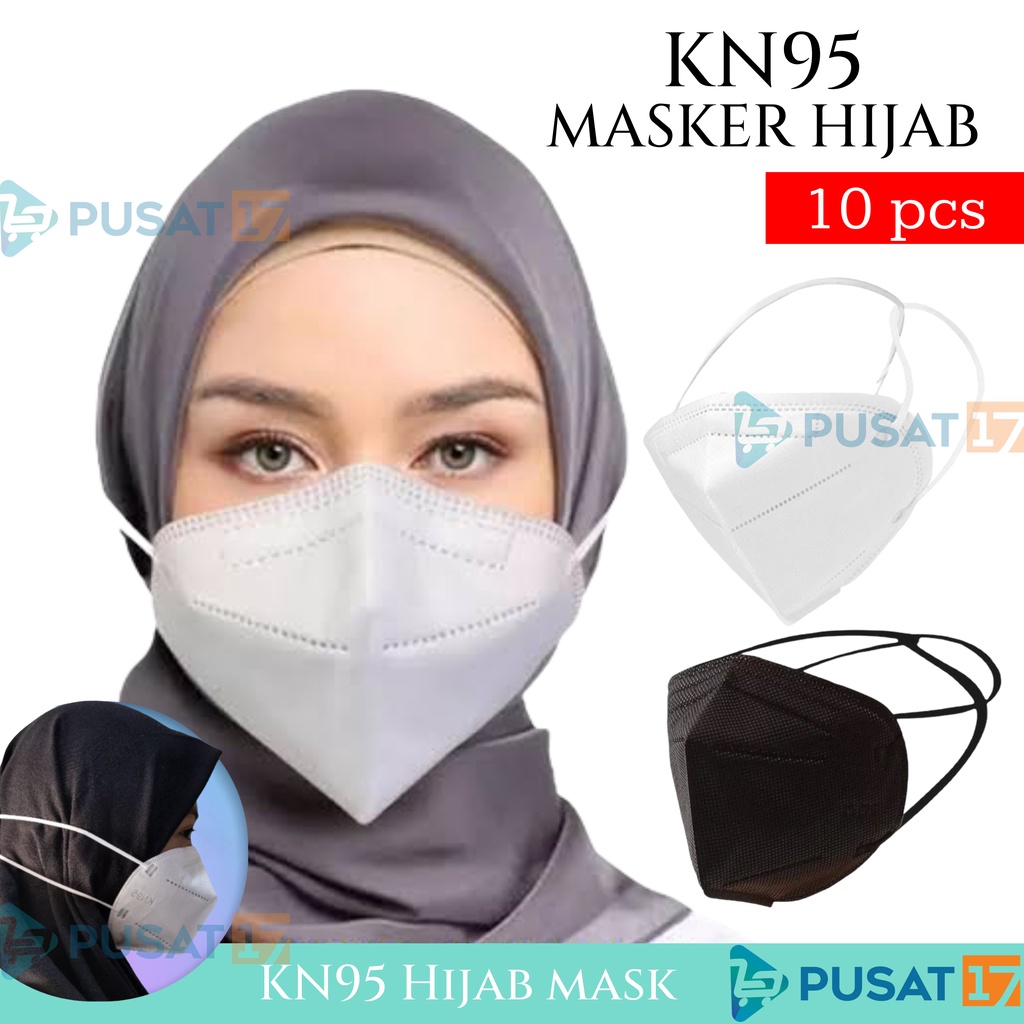Jual MASKER KN95 HIJAB DEWASA ISI 10PCS MASKER JILBAB KERUDUNG DISPOSABLE FACE MASK KN-95 ...