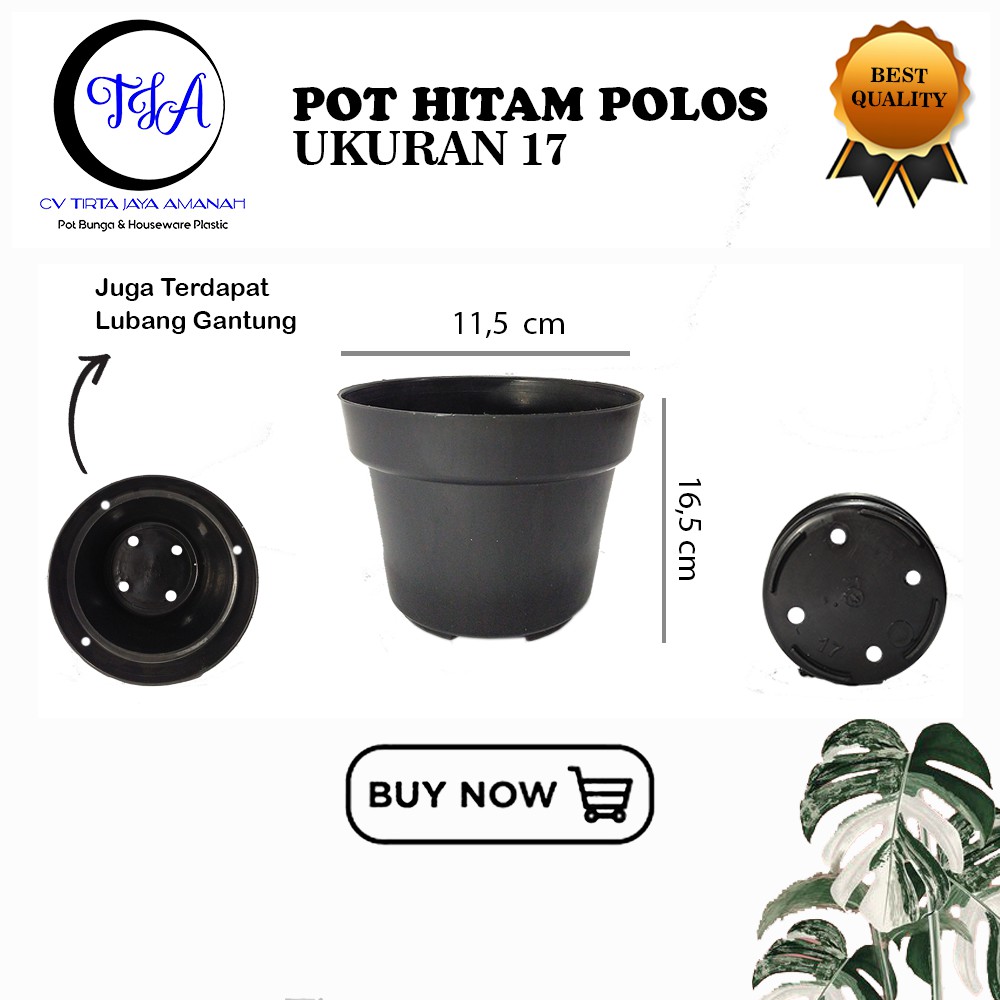 Jual POT BUNGA POLOS HITAM 17 / POT BUNGA PLASTIK / POT TANAMAN ...