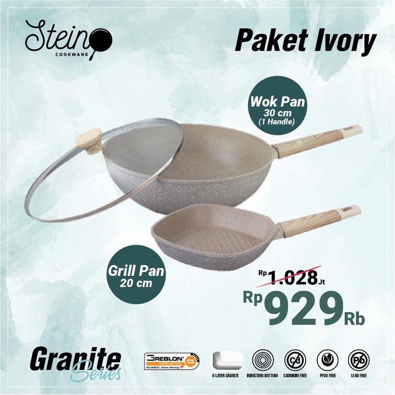 Jual STEIN STEINCOOKWARE PAKET IVORY GRANITE SERIES COATING GERMAN ...