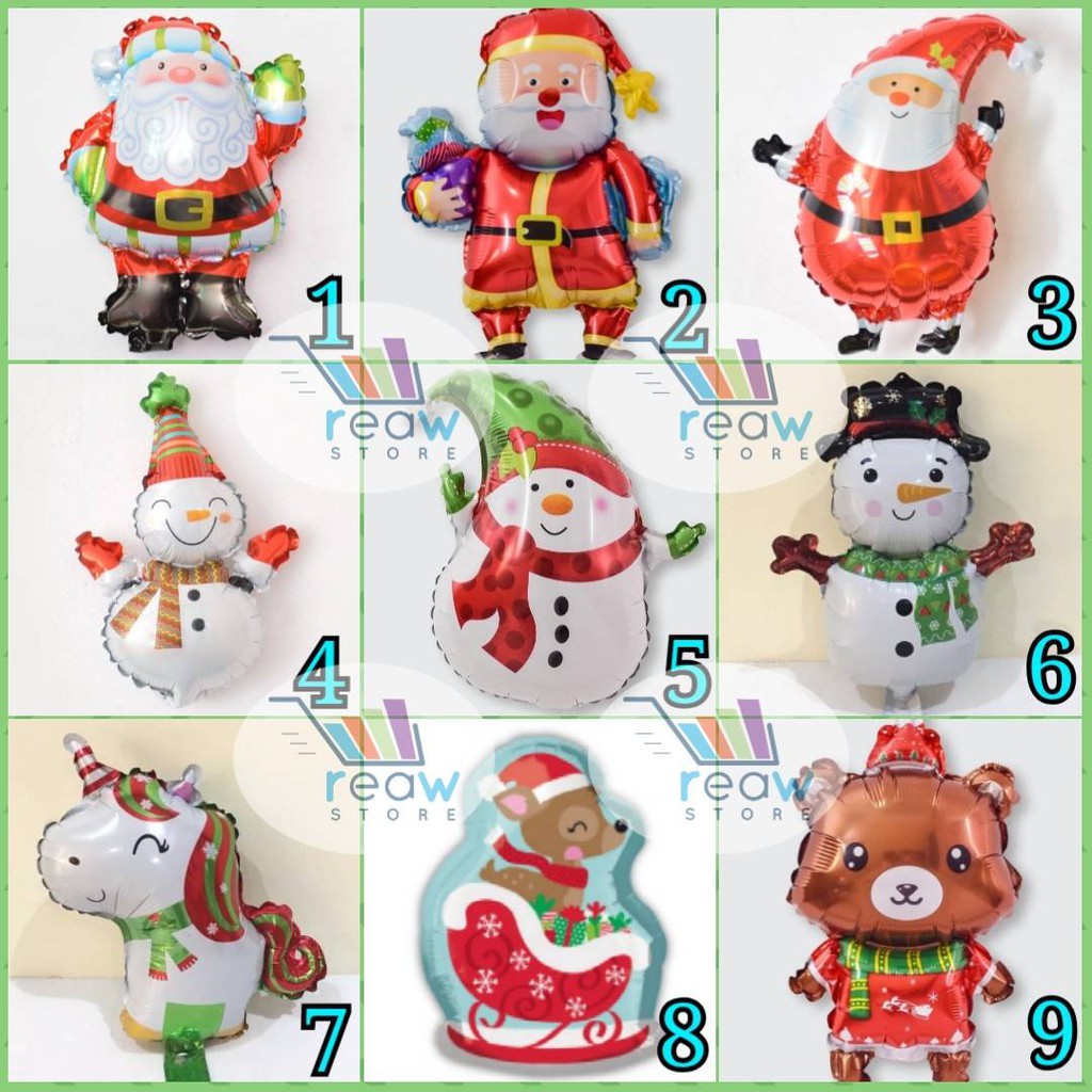 Jual Balon Foil Natal / Merry Christmas Mini Aneka Karakter Satuan ...