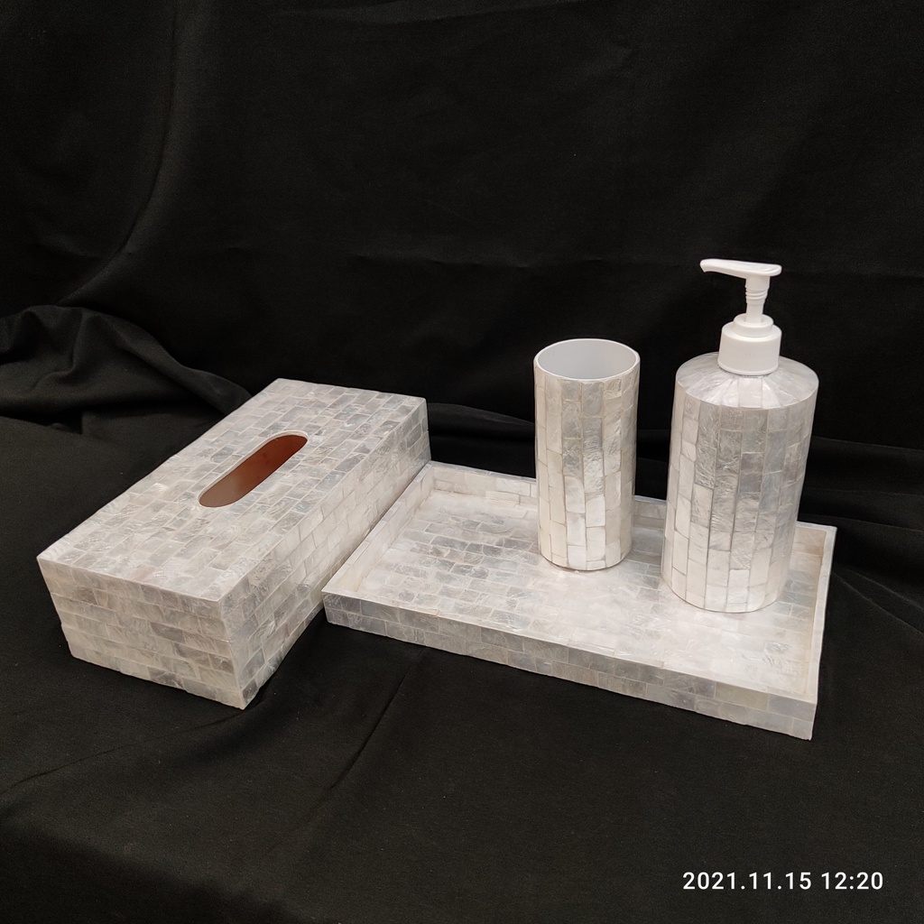 Jual set shell tray tempat tisu kerang shell tissue holder dispenser ...