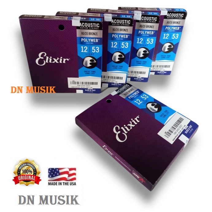 Jual SENAR ELIXIR ORIGINAL USA AKUSTIK POLYWEB BRONZE 80/20 11050 12 ...