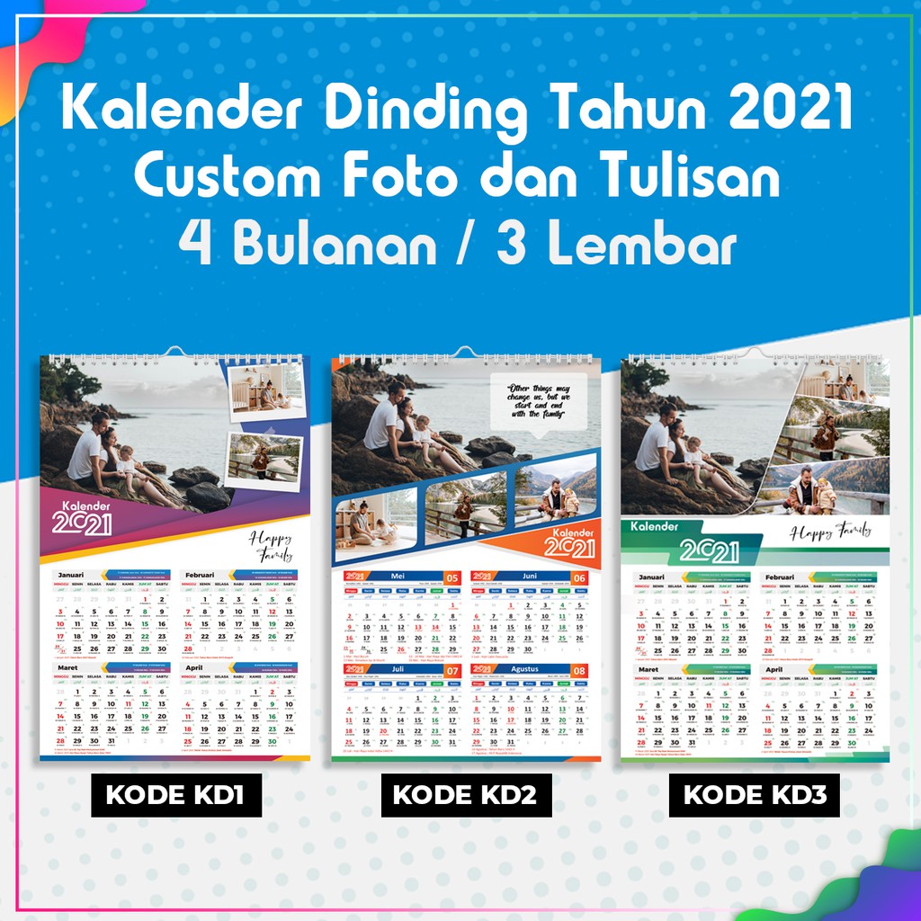 Jual KALENDER DINDING 4 BULAN [CUSTOM] 3LEMBAR | Shopee Indonesia