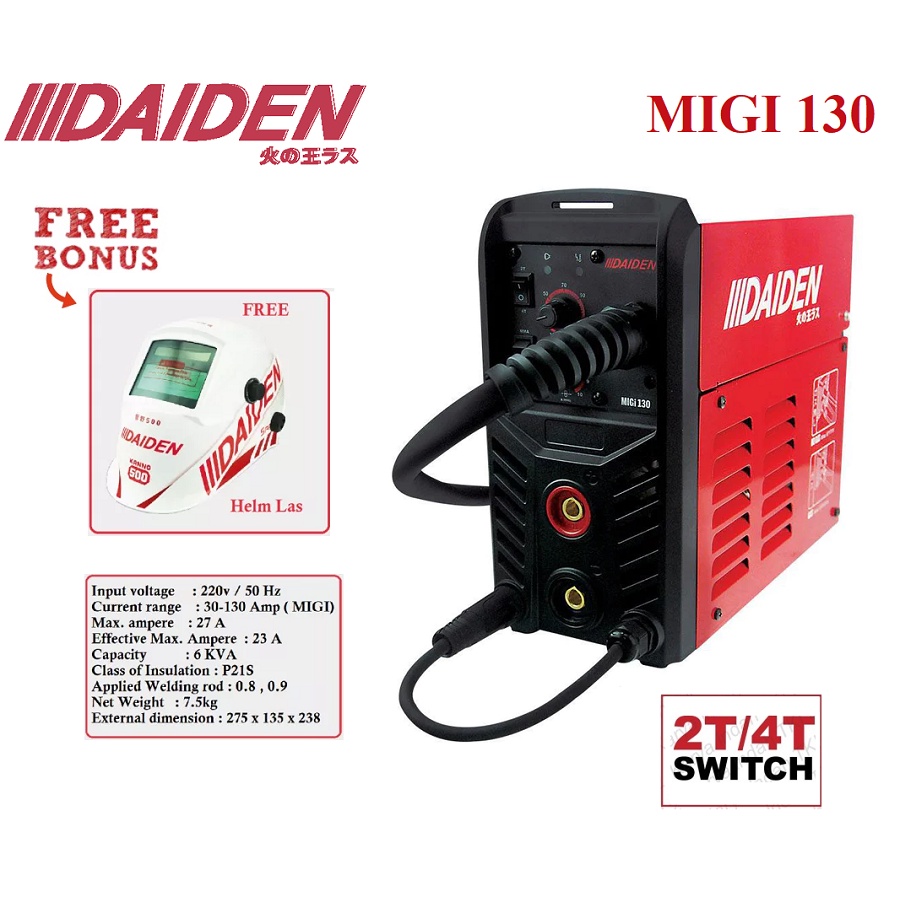 Jual Mesin Las / Trafo Las Listrik MIG DAIDEN IGBT MIGi 130 2T 4T Welding Machine Mesin Las ...