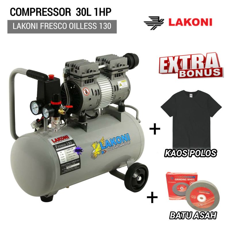 Jual LAKONI FRESCO MESIN KOMPRESSOR 130X OILLESS 30L 1HP SILENT ...