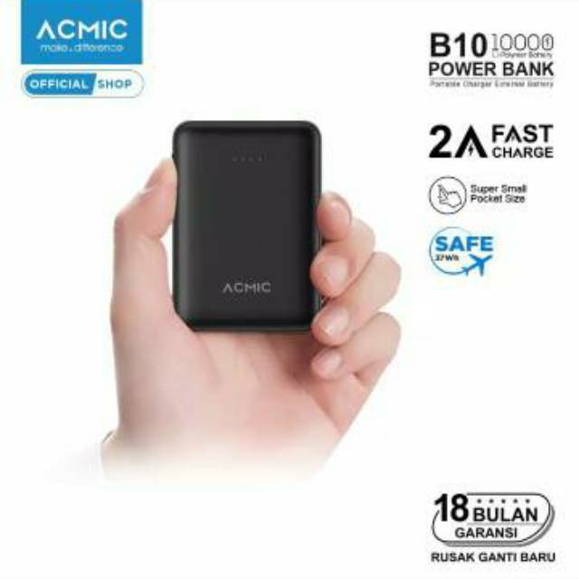 Jual ACMIC B10 Mini PowerBank Dual Input/Output 2A Fast Charge | Shopee ...