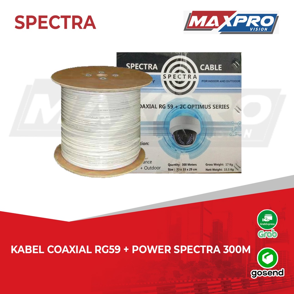 Jual KABEL COAXIAL RG59 + POWER SPECTRA 300 METER | Shopee Indonesia