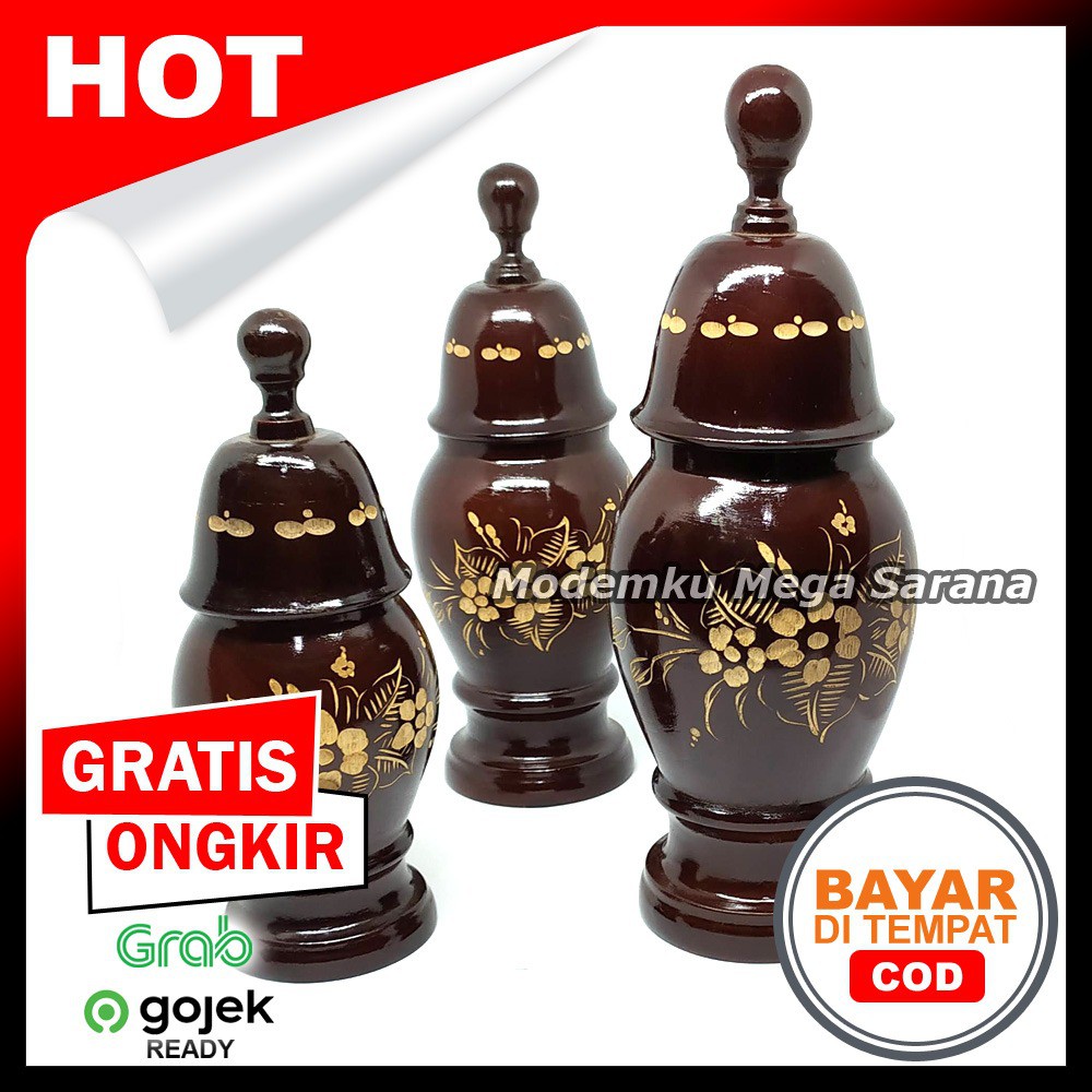 Jual Vas Bunga Guci Kayu Jati Dengan Tutup - VSA011 | Shopee Indonesia